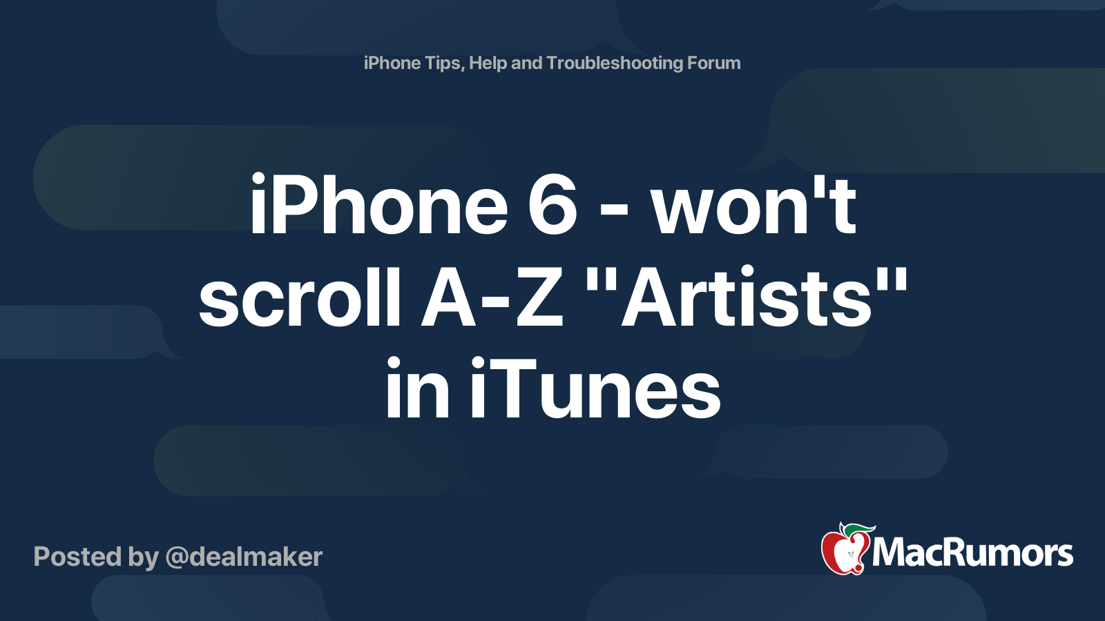 Iphone 6 Won T Scroll A Z Artists In Itunes Macrumors Forums