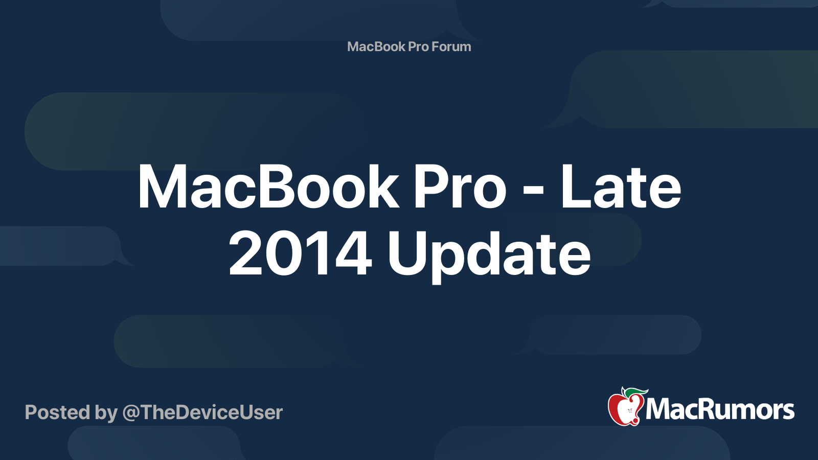 MacBook Pro - Late 2014 Update | MacRumors Forums