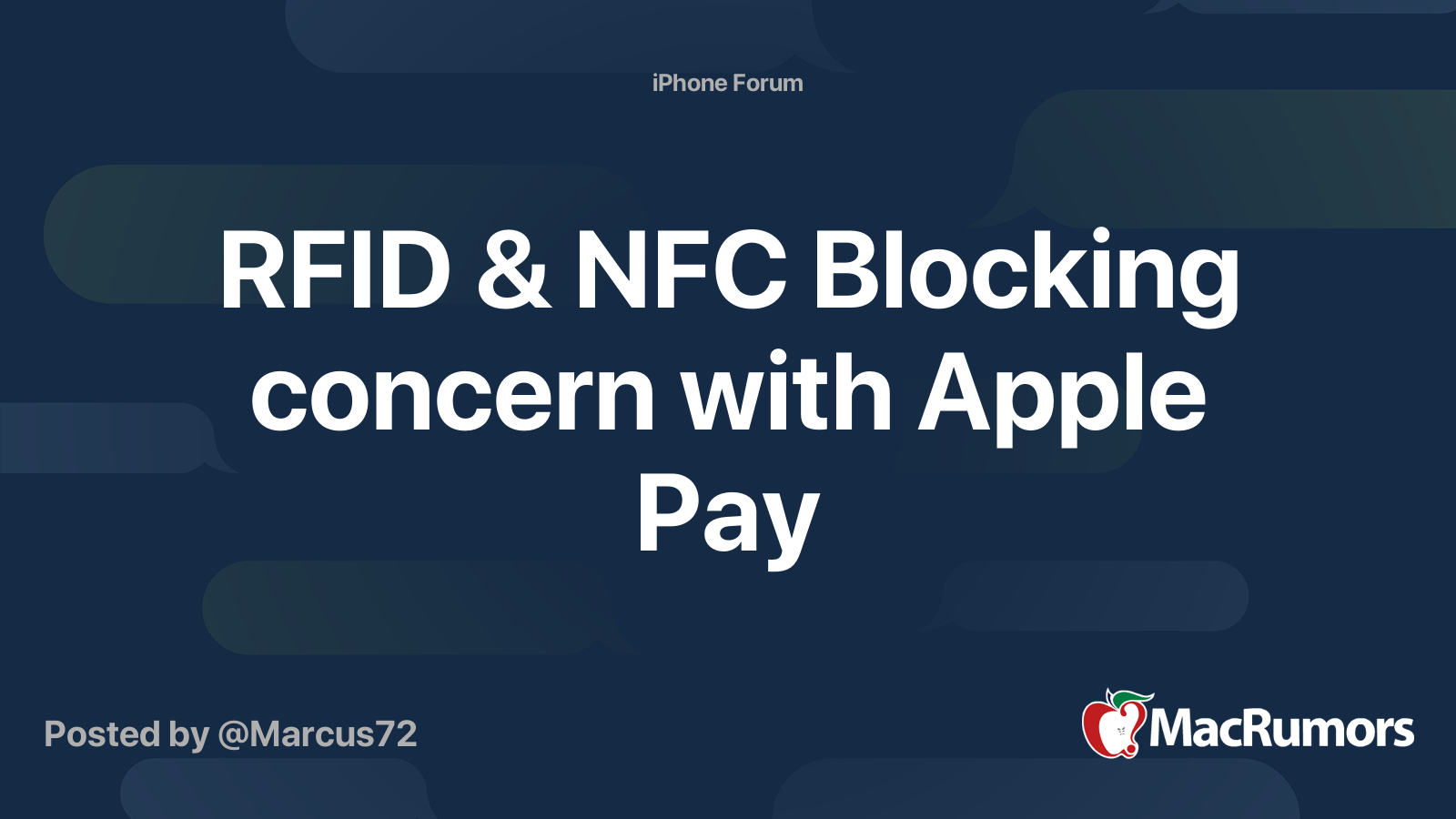 RFID & NFC Blocking concern with Apple Pay | MacRumors Forums