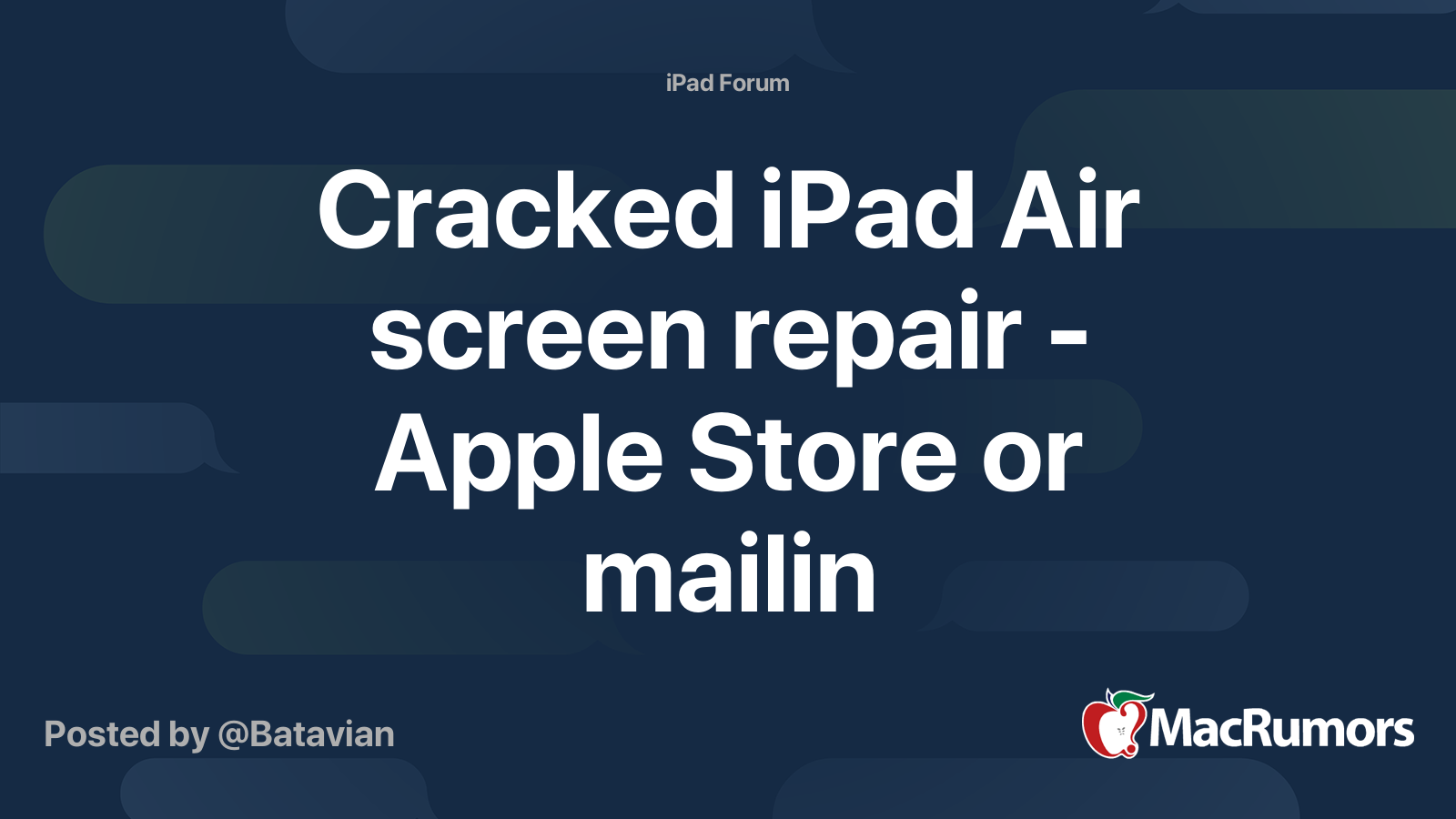 Cracked iPad Air screen repair - Apple Store or mailin | MacRumors Forums