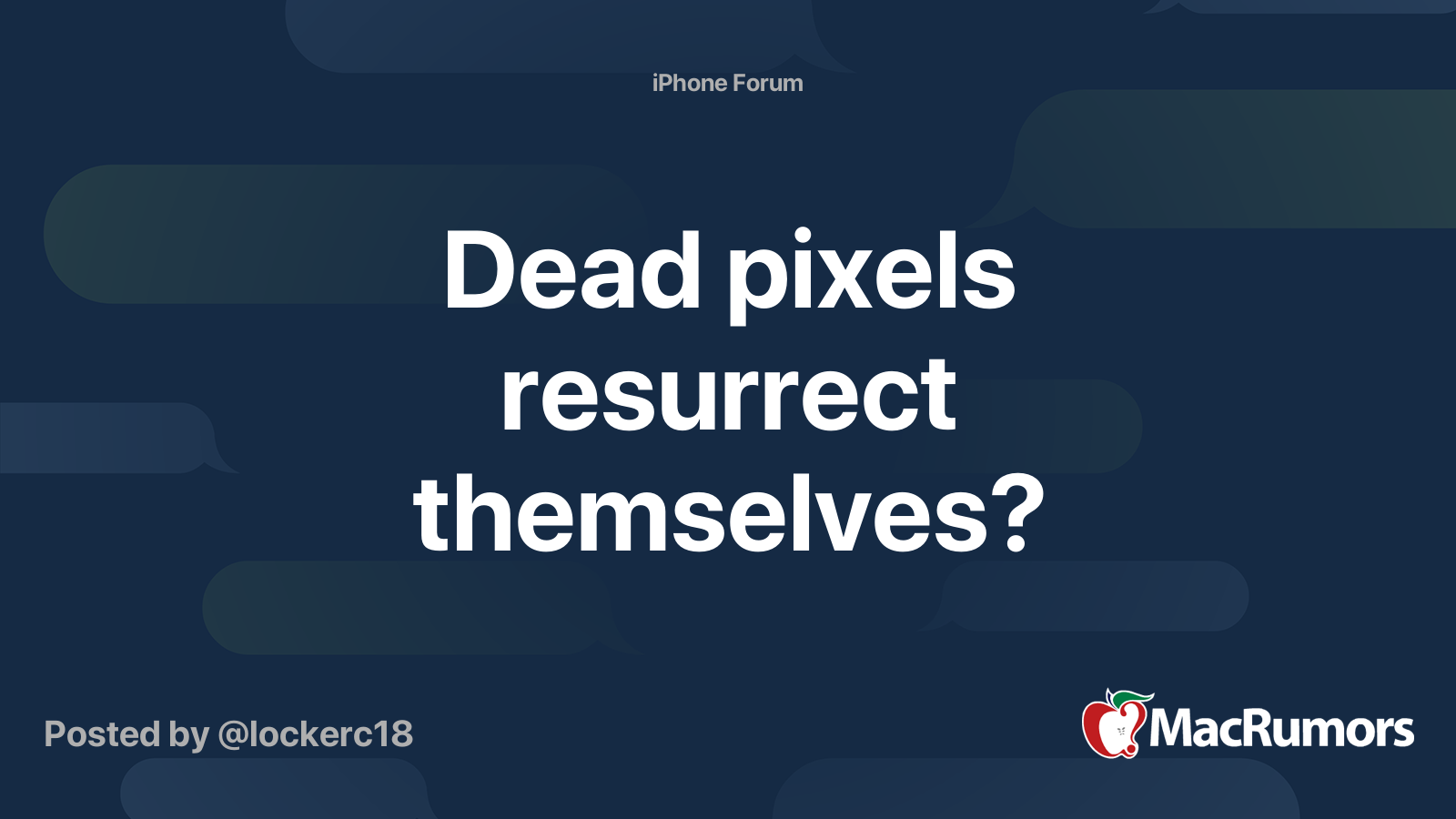 Dead pixels resurrect themselves? | MacRumors Forums
