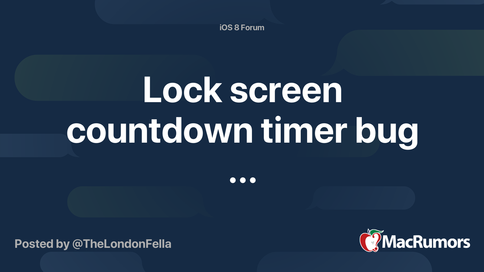 Lock screen countdown timer bug ... | MacRumors Forums