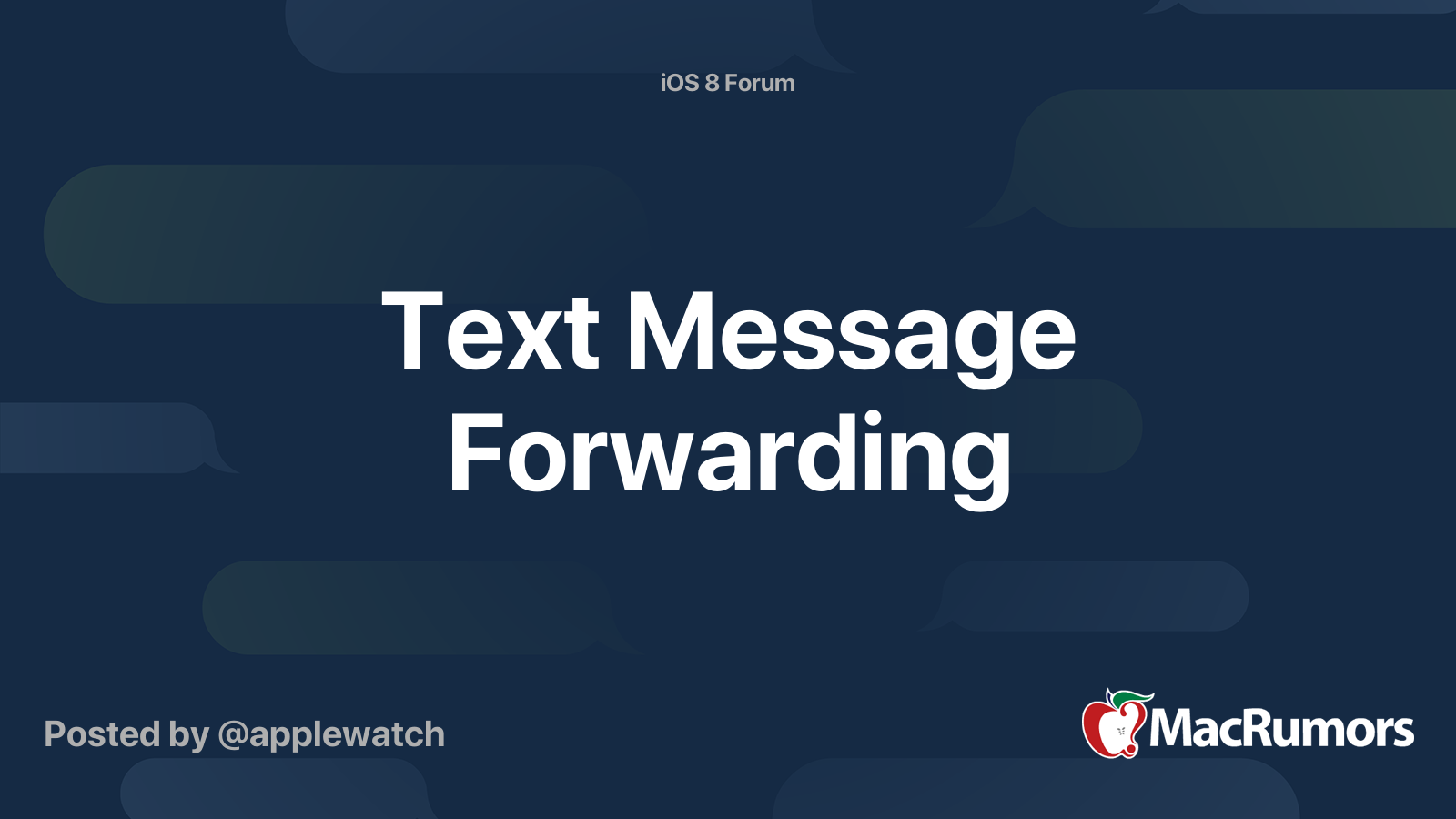 Text Message Forwarding | MacRumors Forums