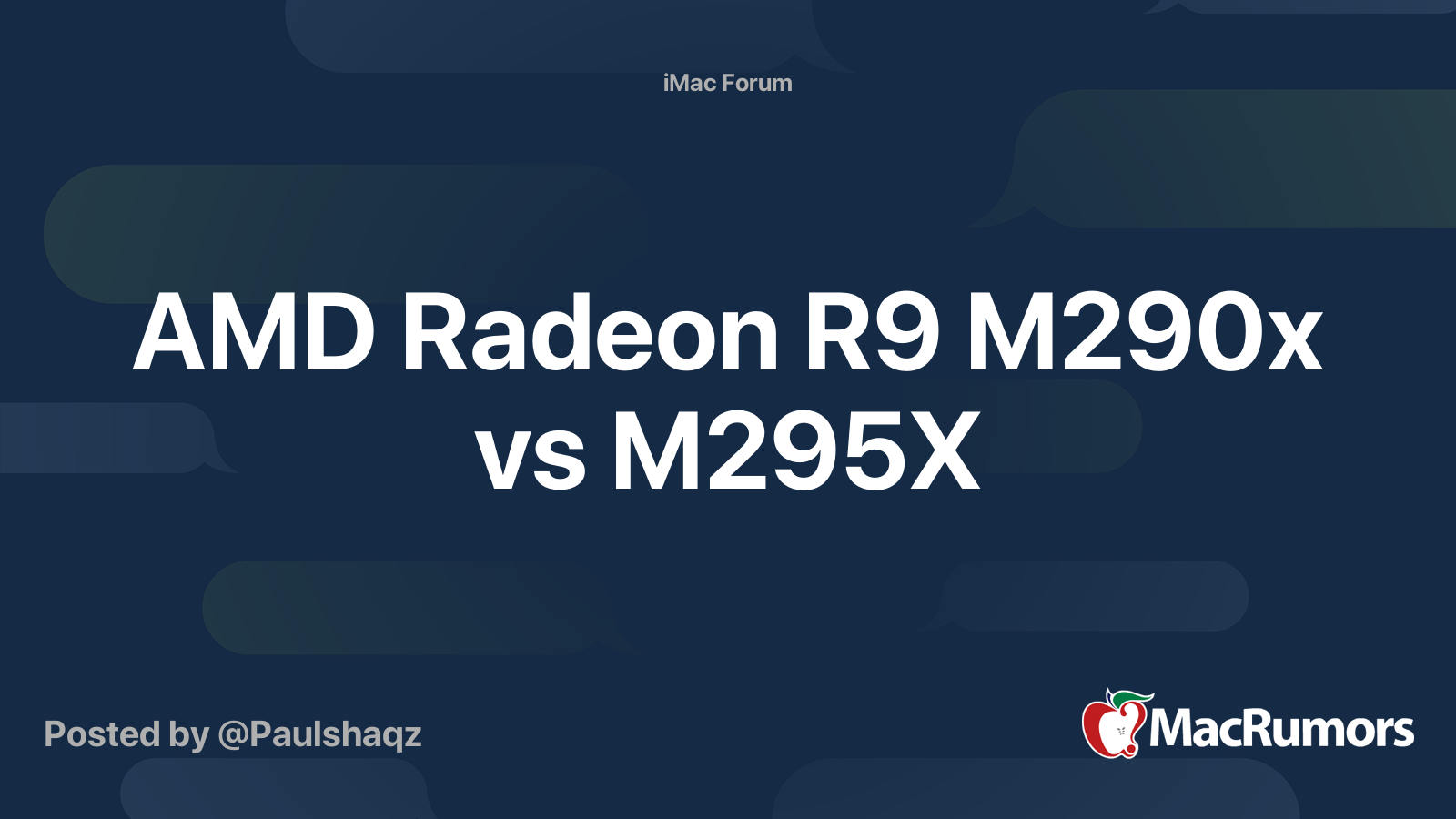 AMD Radeon R9 M290x vs M295X | MacRumors Forums