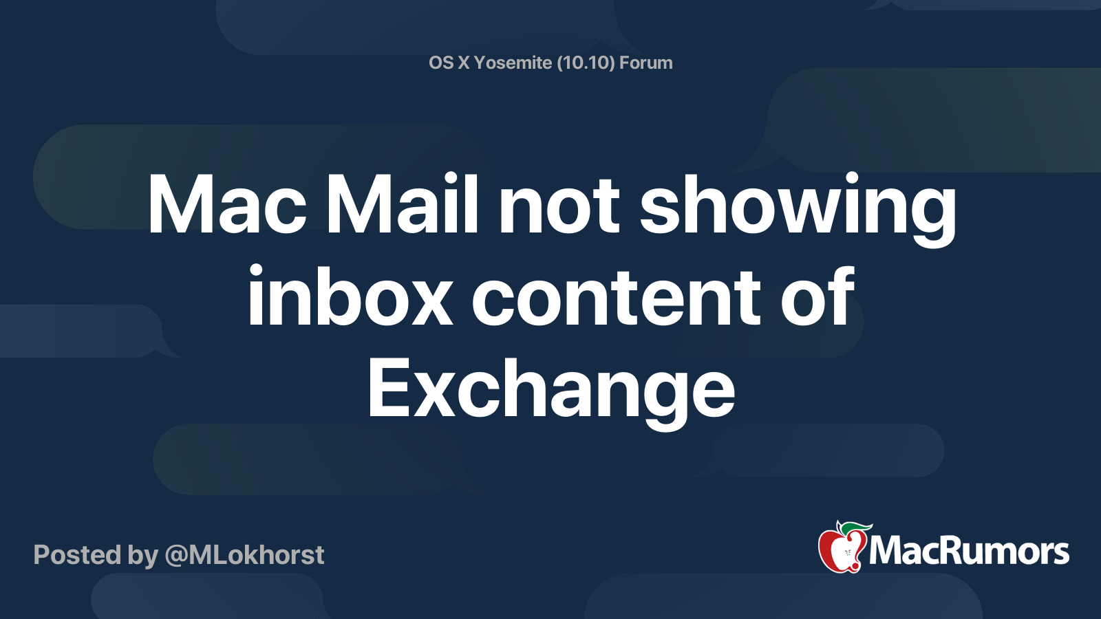 Mac Mail not showing inbox content of Exchange | MacRumors Forums
