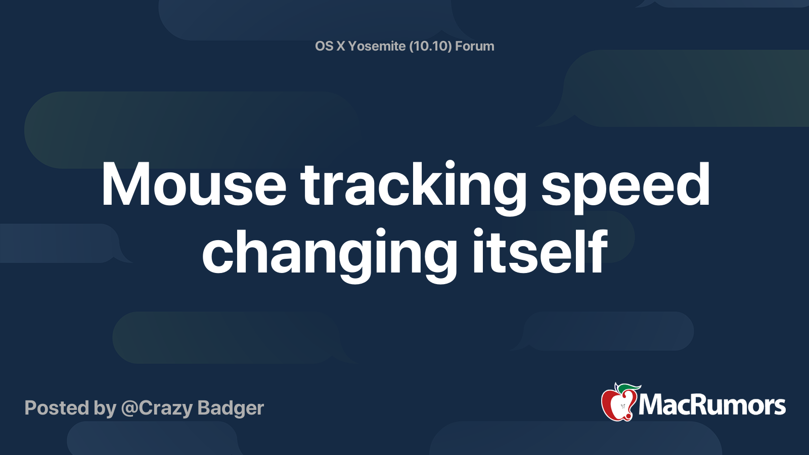 Mouse tracking speed changing itself | MacRumors Forums