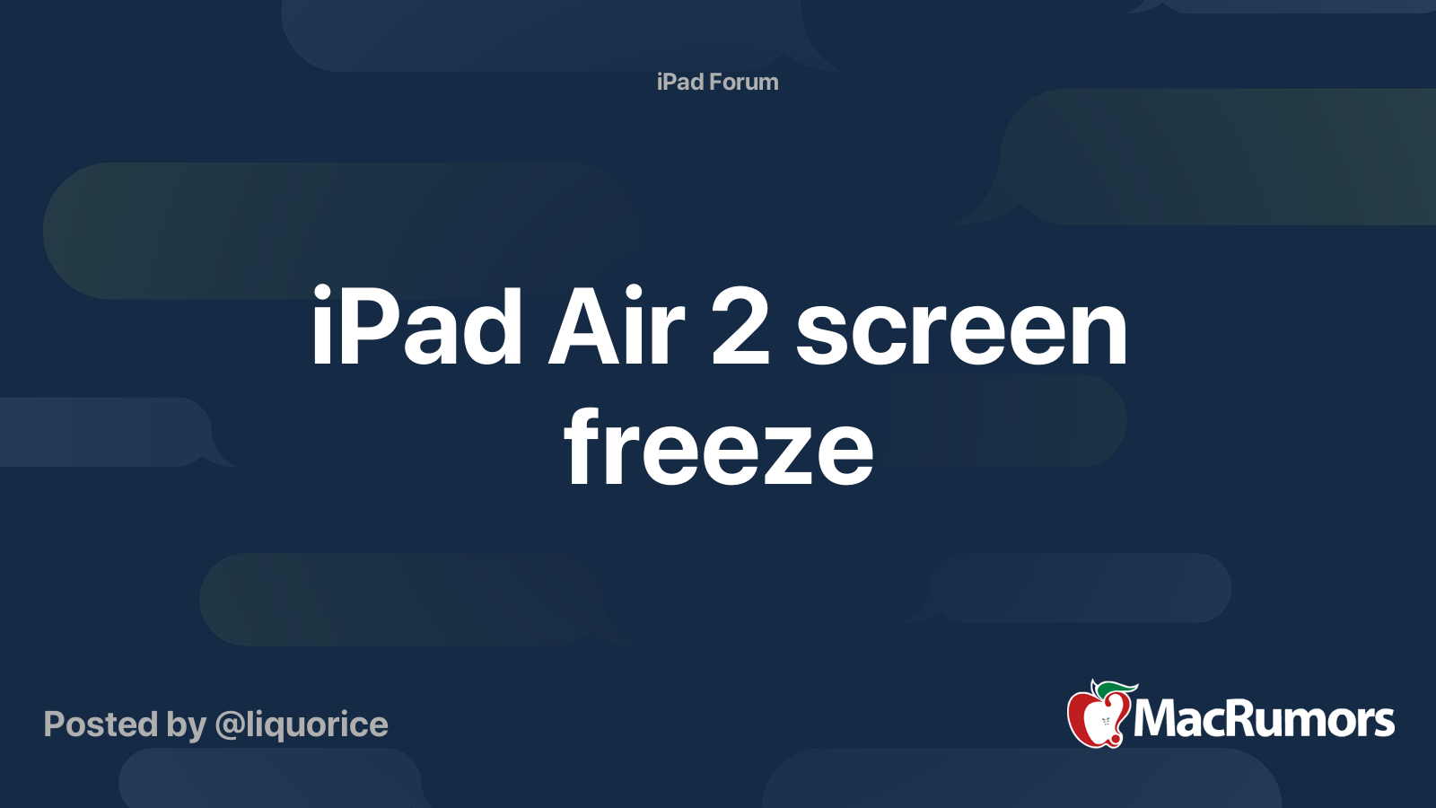 iPad Air 2 screen freeze | MacRumors Forums
