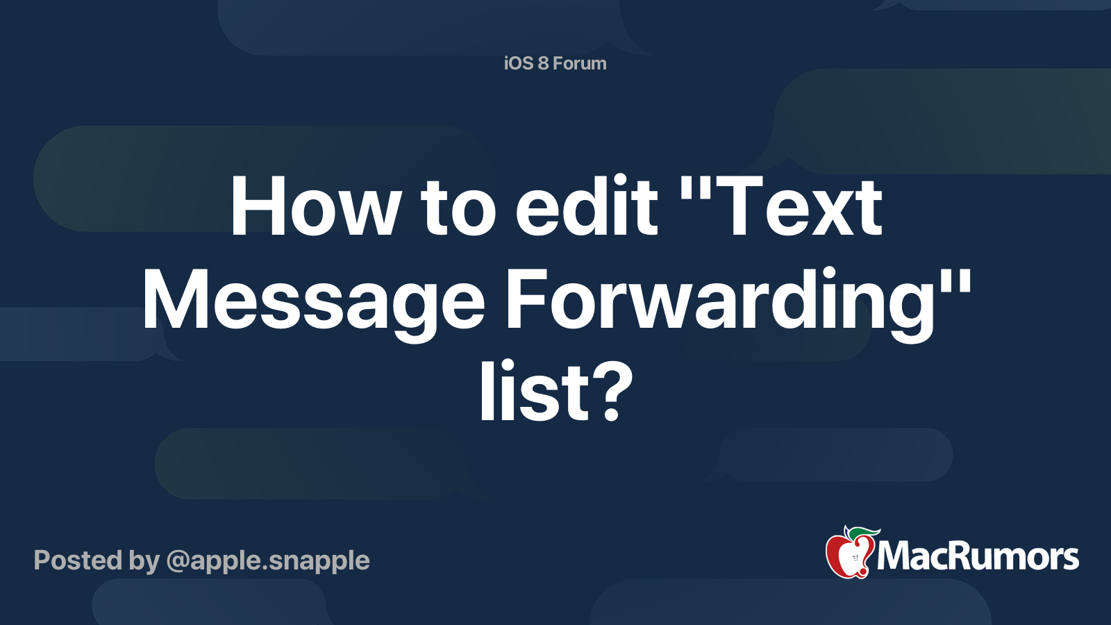 How to edit "Text Message Forwarding" list? | MacRumors Forums