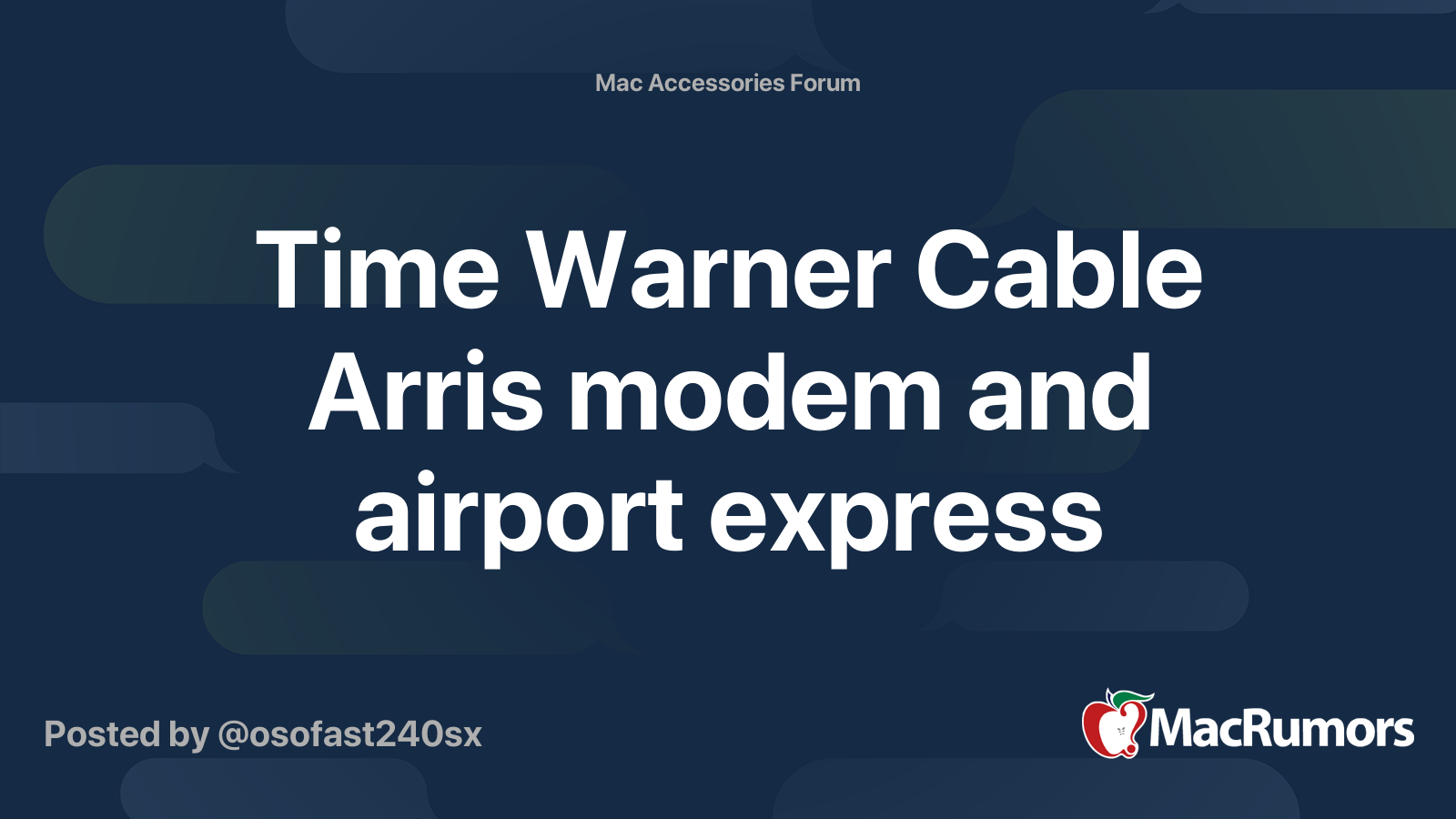 Time Warner Cable Arris modem and airport express | MacRumors Forums