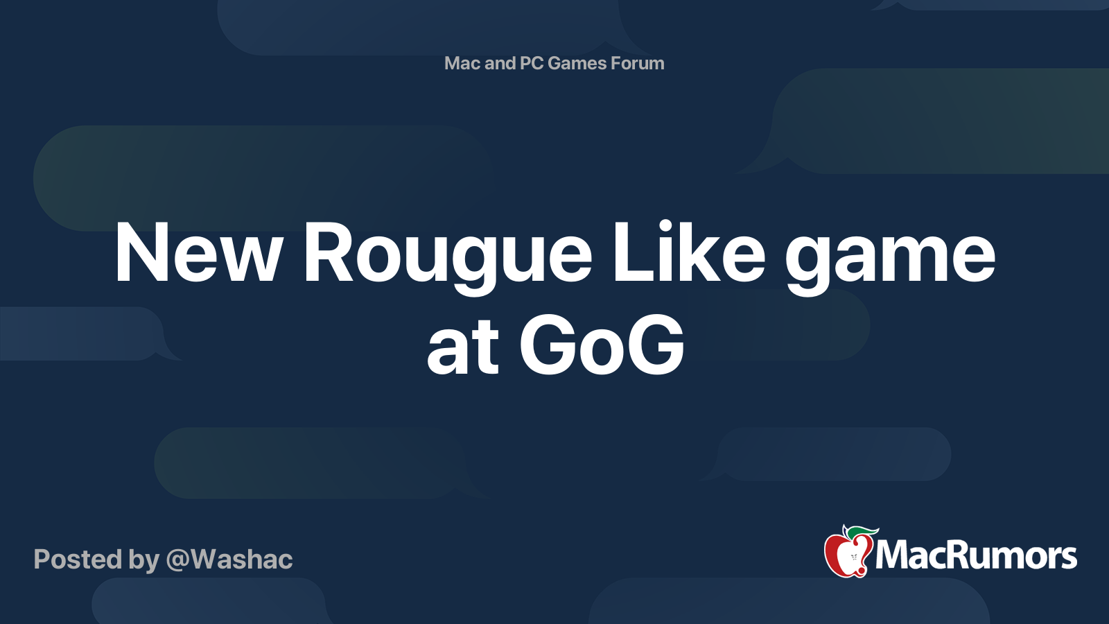 New Rougue Like game at GoG | MacRumors Forums
