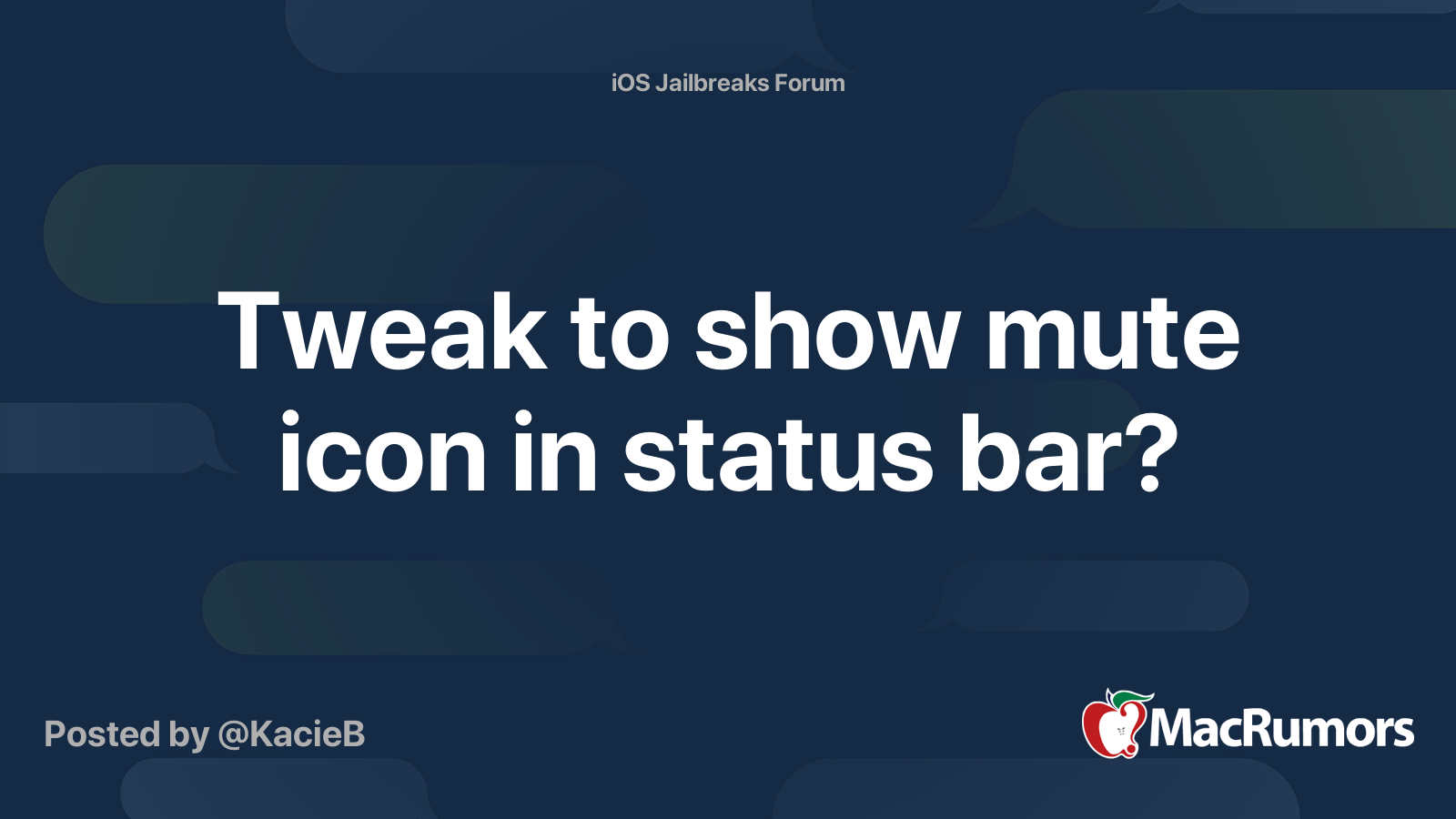 Tweak to show mute icon in status bar? | MacRumors Forums