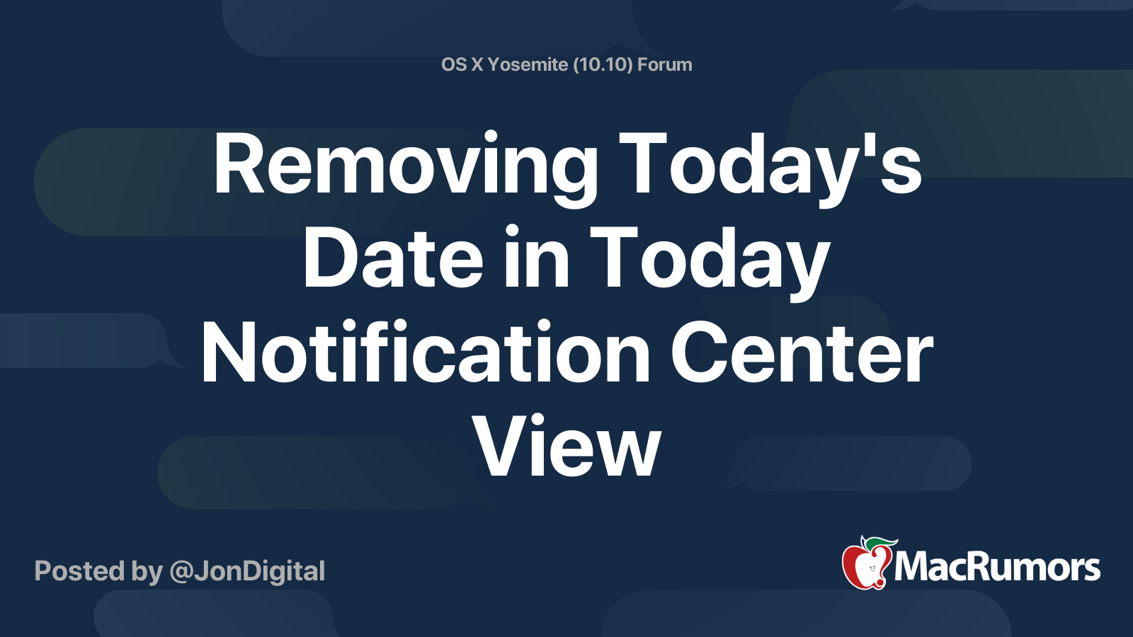 Removing Today's Date in Today Notification Center View | MacRumors Forums