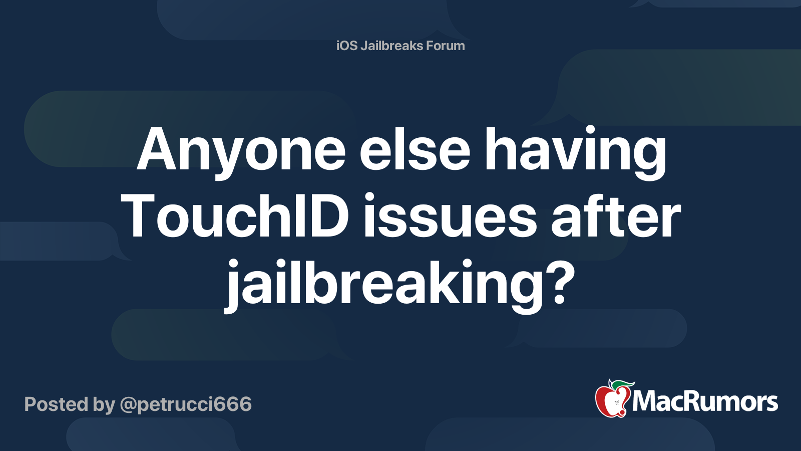 Anyone else having TouchID issues after jailbreaking? | MacRumors Forums
