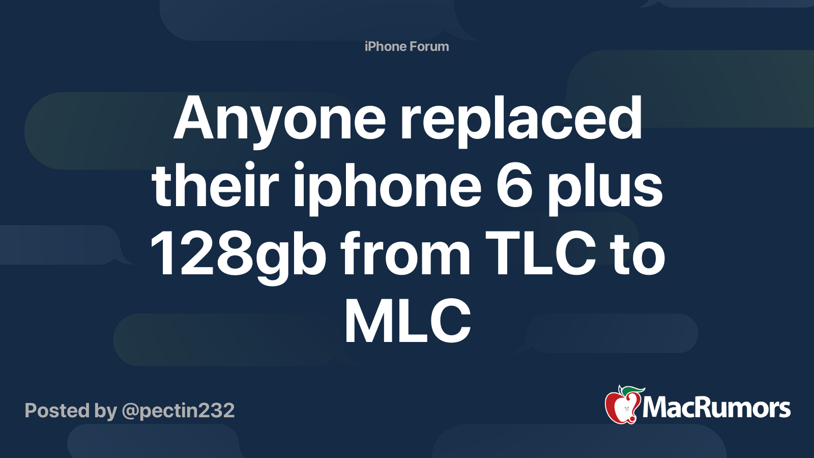 Anyone replaced their iphone 6 plus 128gb from TLC to MLC | MacRumors ...
