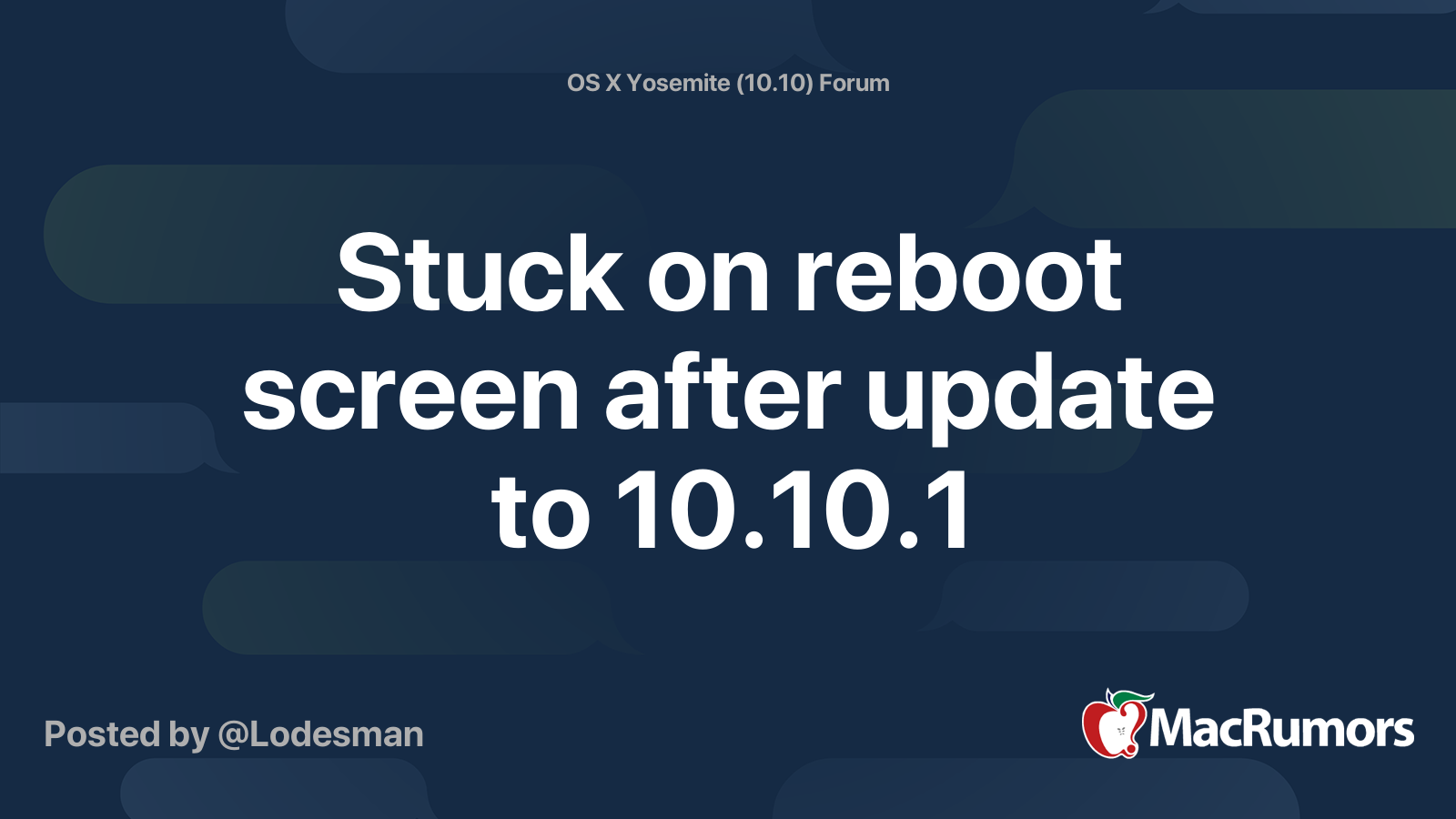 Stuck on reboot screen after update to 10.10.1 | MacRumors Forums