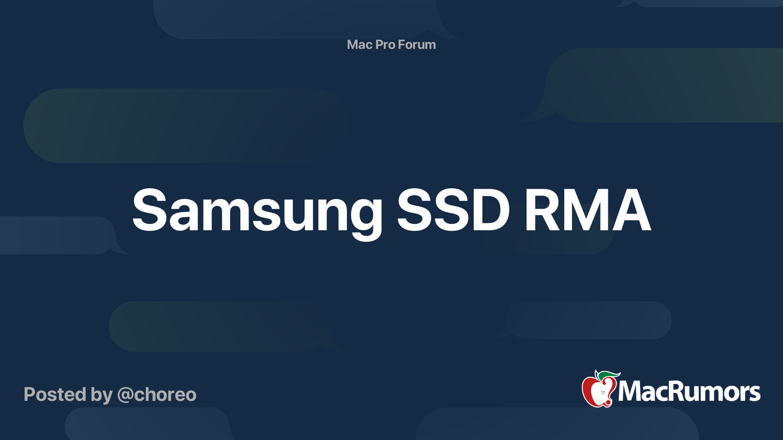 Samsung SSD RMA | MacRumors Forums