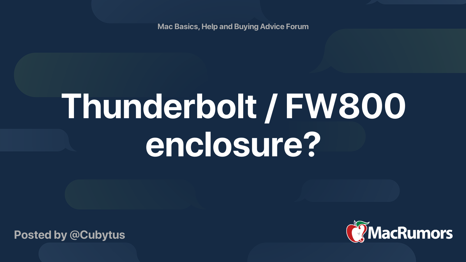 Thunderbolt / FW800 enclosure? | MacRumors Forums