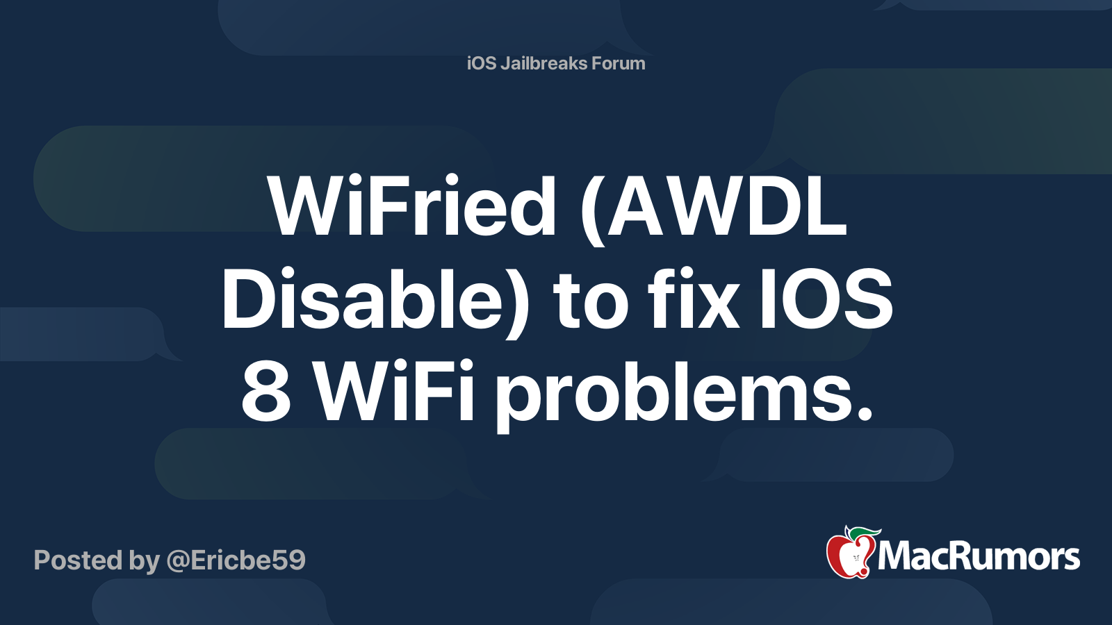 WiFried (AWDL Disable) to fix IOS 8 WiFi problems. | MacRumors Forums
