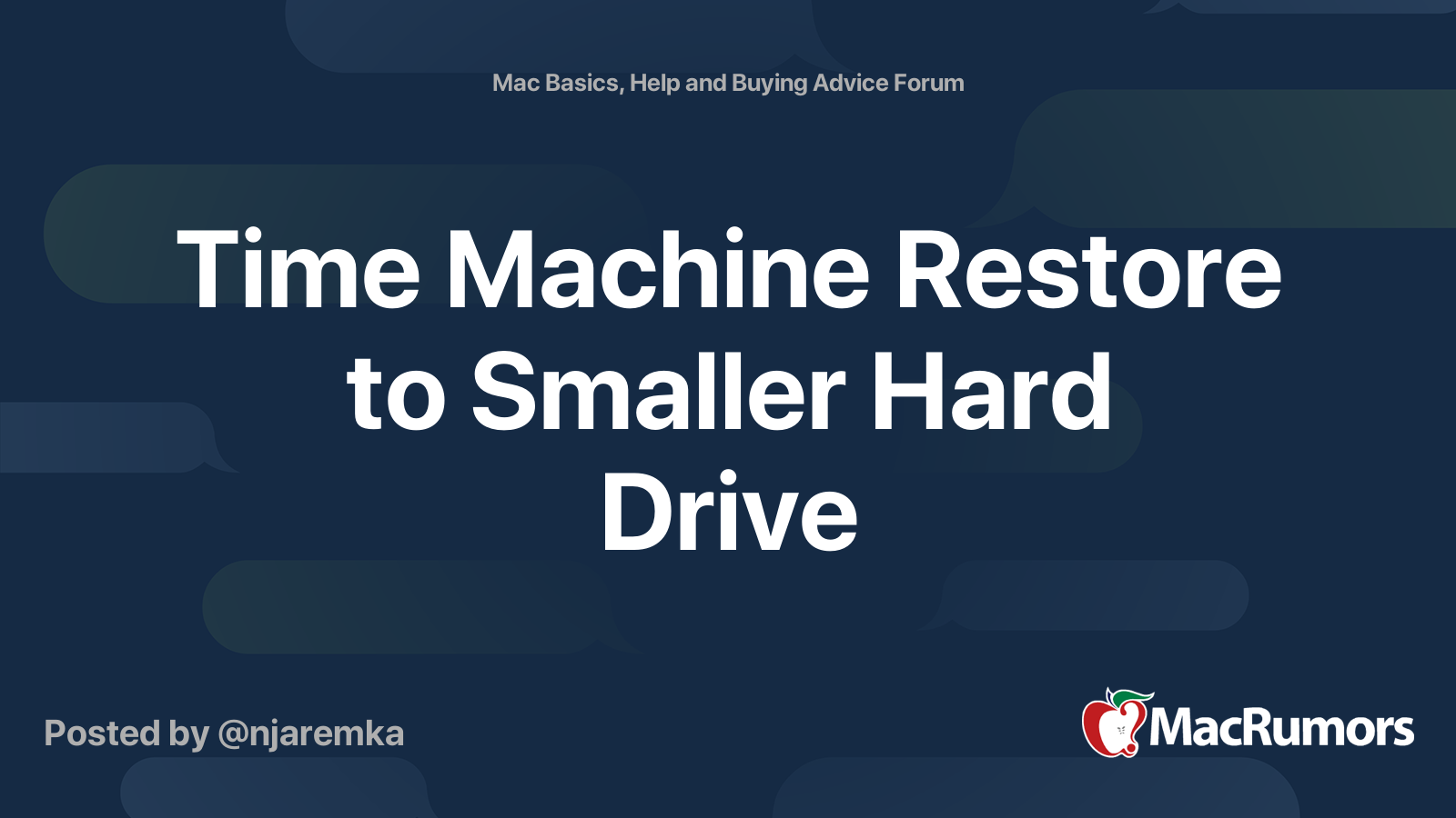 Time Machine Restore to Smaller Hard Drive | MacRumors Forums