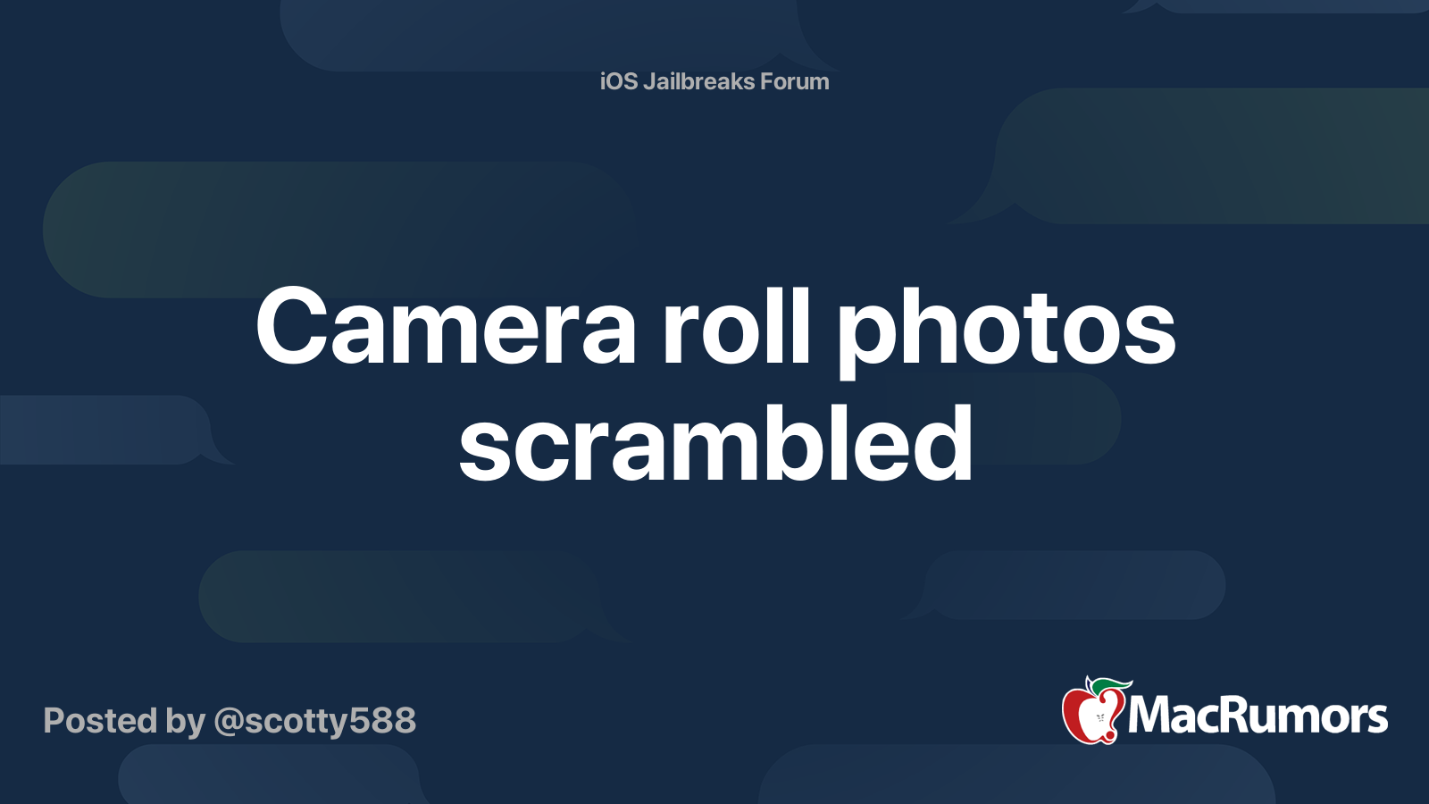 Camera roll photos scrambled | MacRumors Forums