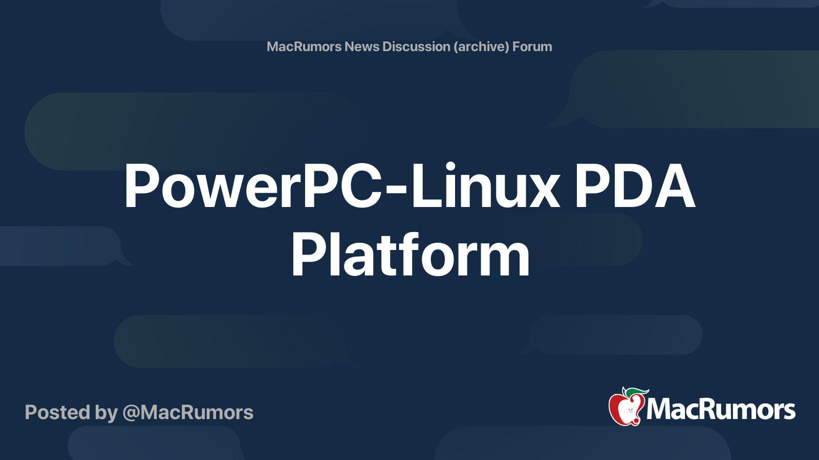 PowerPC-Linux PDA Platform | MacRumors Forums