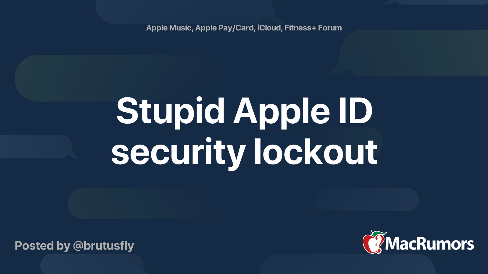 Stupid Apple ID security lockout | MacRumors Forums