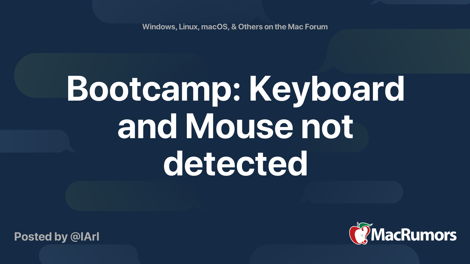 Bootcamp: Keyboard and Mouse not detected | MacRumors Forums