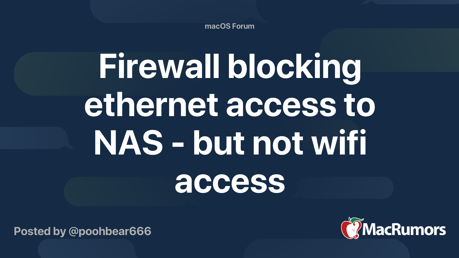 Firewall Blocking Ethernet Access To Nas But Not Wifi Access Macrumors Forums 