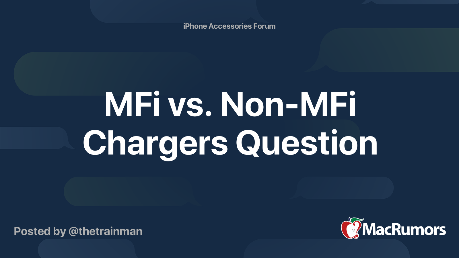 MFi vs. Non-MFi Chargers Question | MacRumors Forums