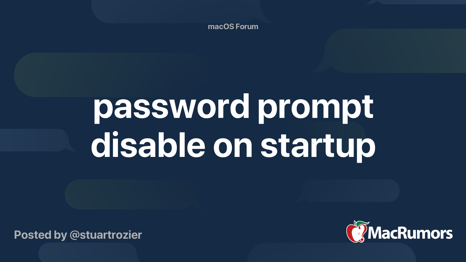 Password Prompt Disable On Startup Macrumors Forums
