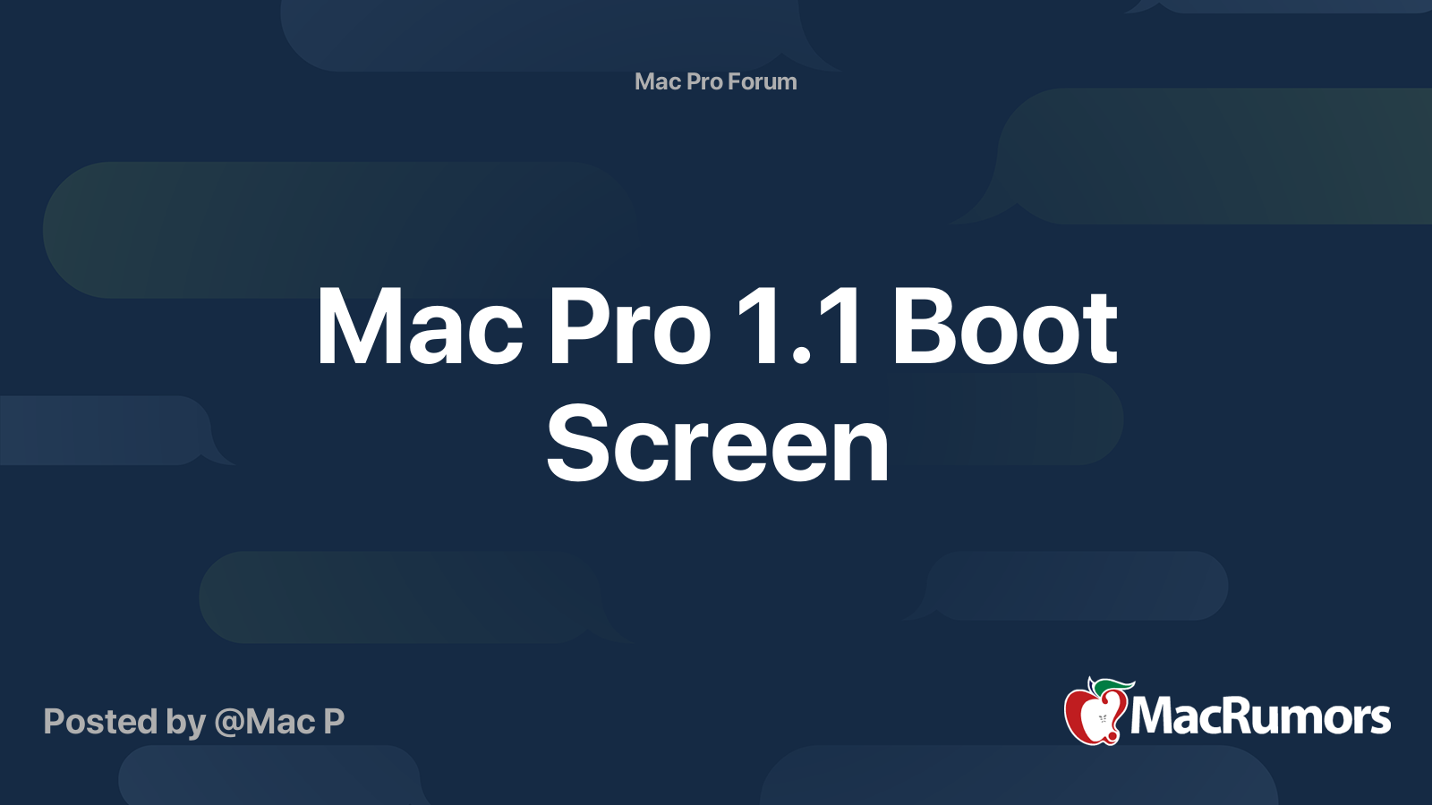 Mac Pro 1.1 Boot Screen | MacRumors Forums