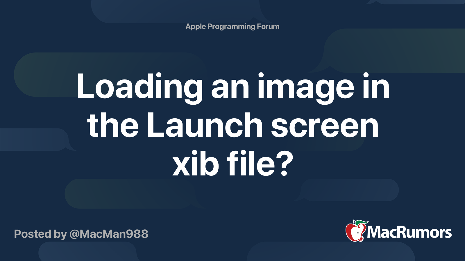 Loading an image in the Launch screen xib file? | MacRumors Forums
