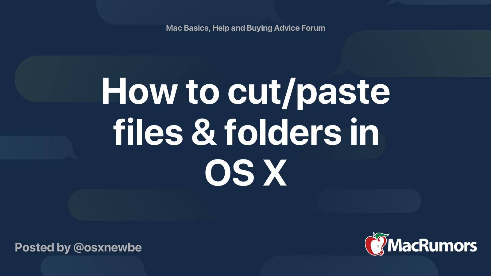 How to cut/paste files & folders in OS X | MacRumors Forums