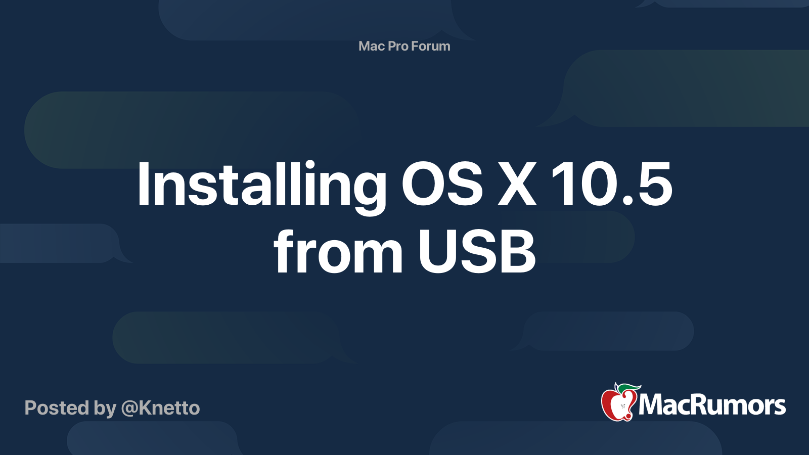 Installing OS X 10.5 from USB | MacRumors Forums