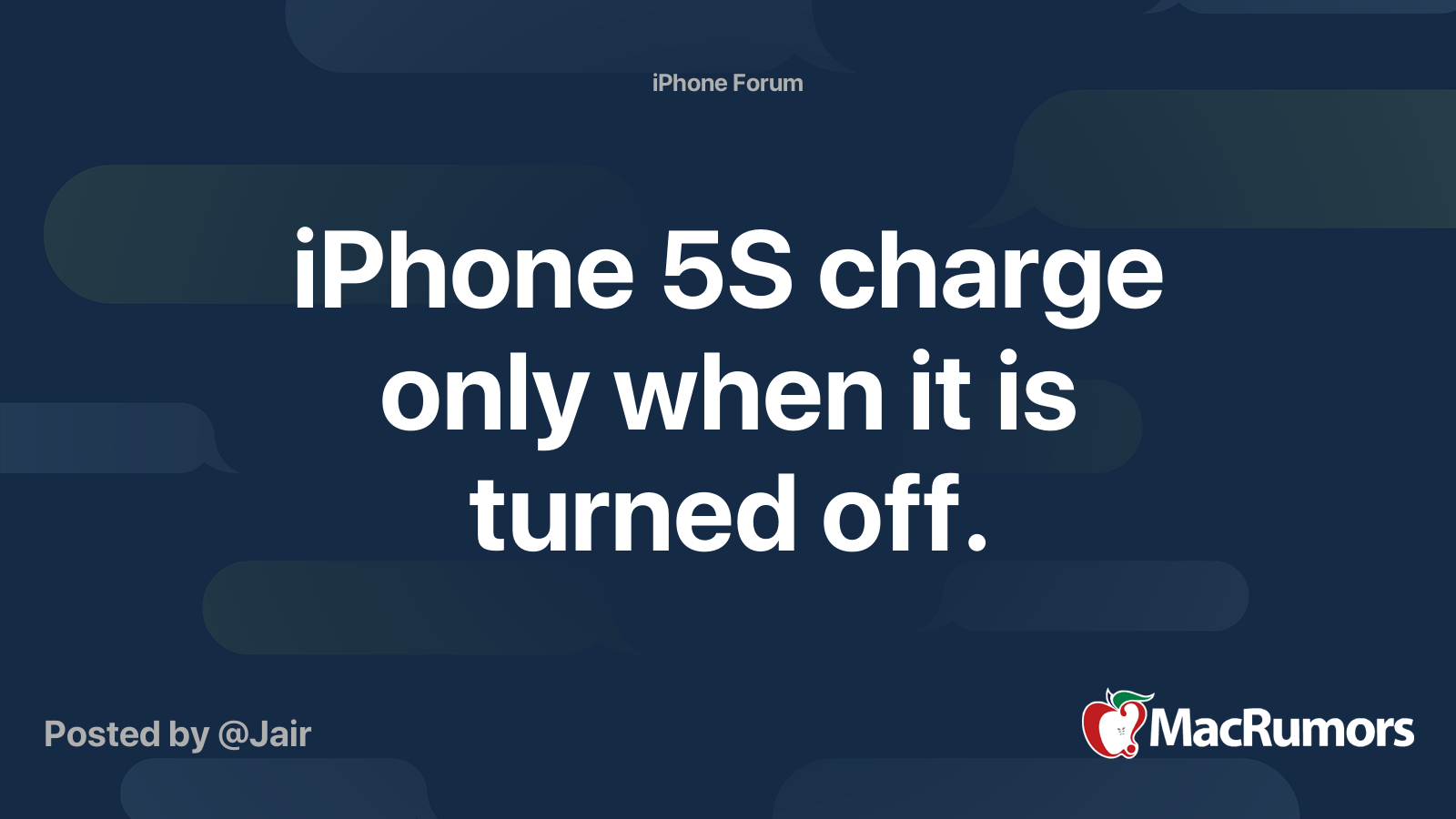 iPhone 5S charge only when it is turned off. | MacRumors Forums