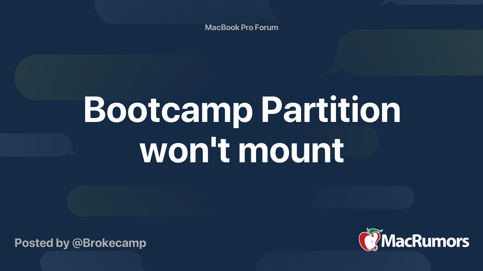 Bootcamp Partition won't mount | MacRumors Forums