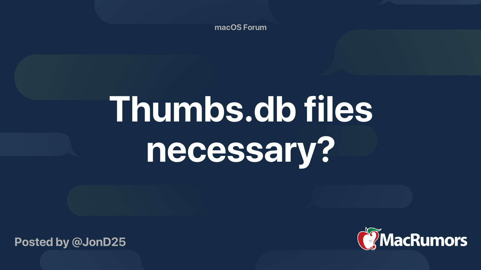 Thumbs.db files necessary? | MacRumors Forums