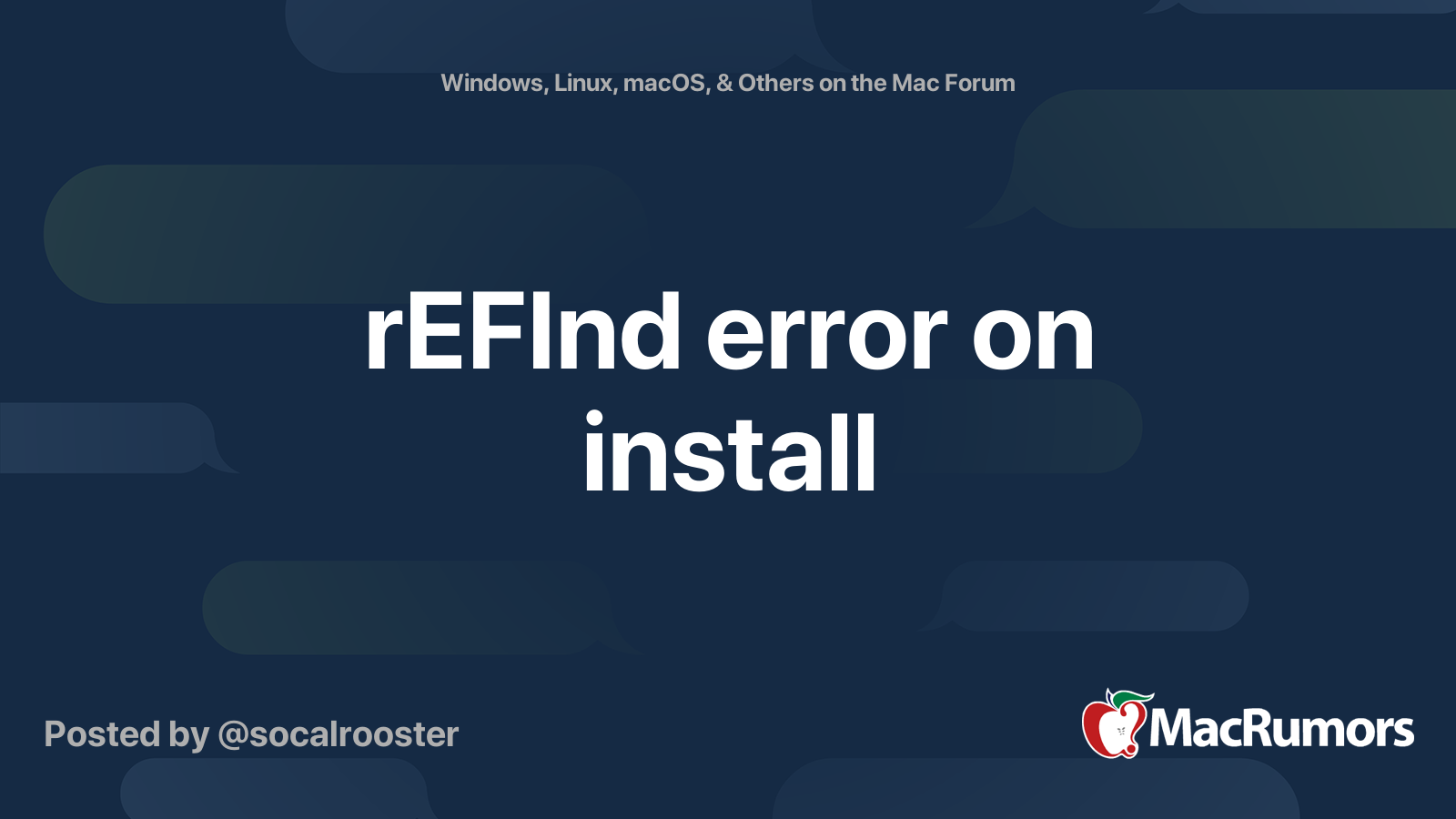 rEFInd error on install | MacRumors Forums