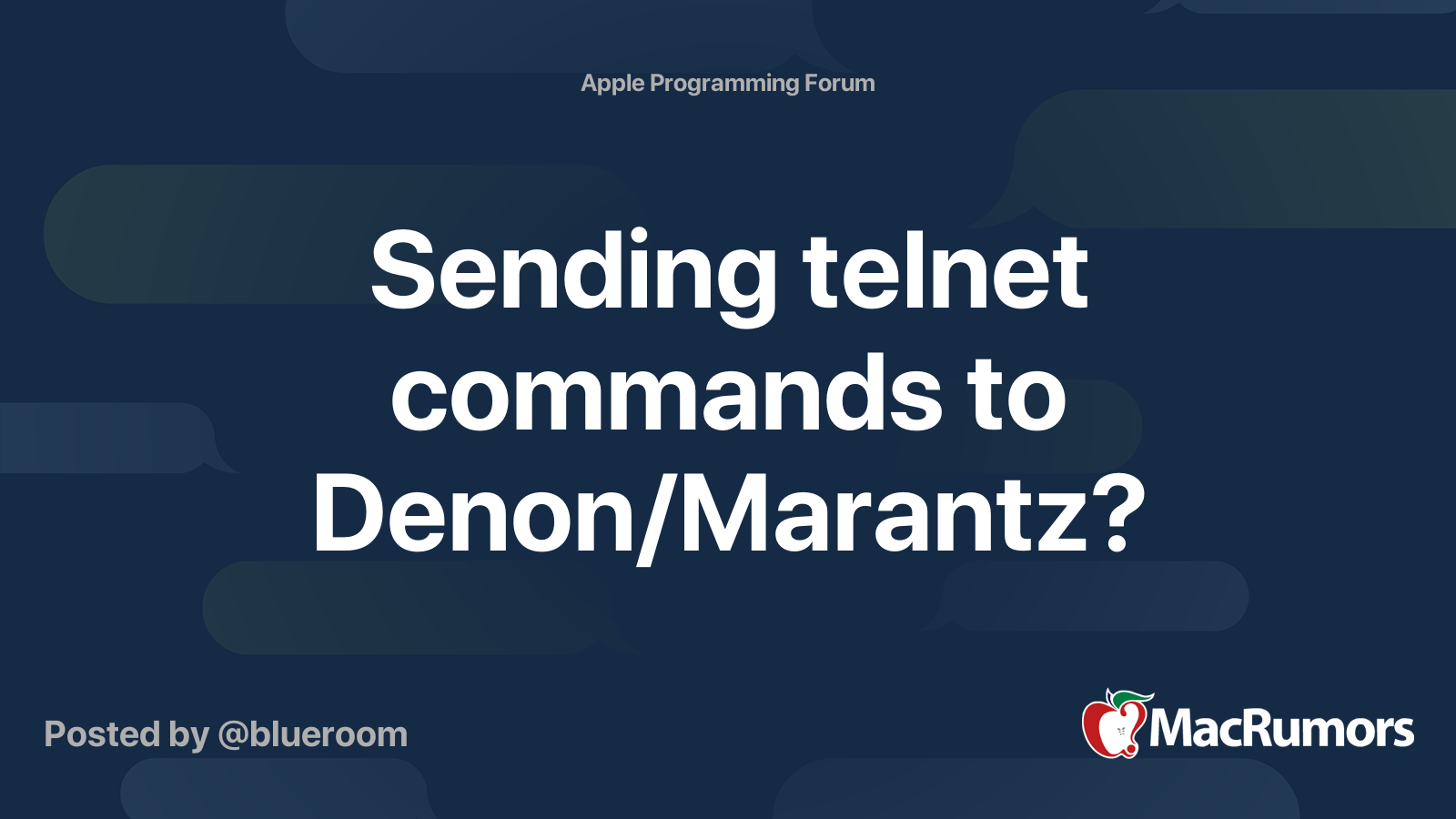 Sending Telnet Commands To Denon Marantz Macrumors Forums