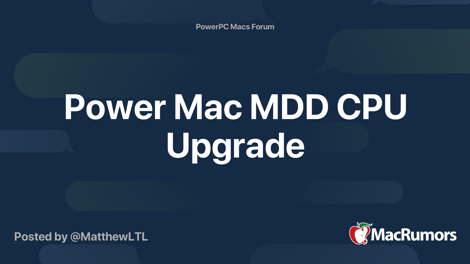 Power Mac MDD CPU Upgrade | MacRumors Forums