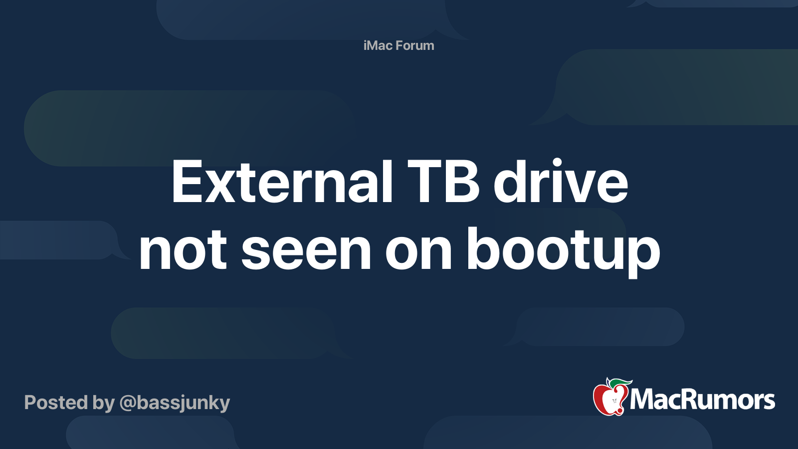 External TB drive not seen on bootup | MacRumors Forums