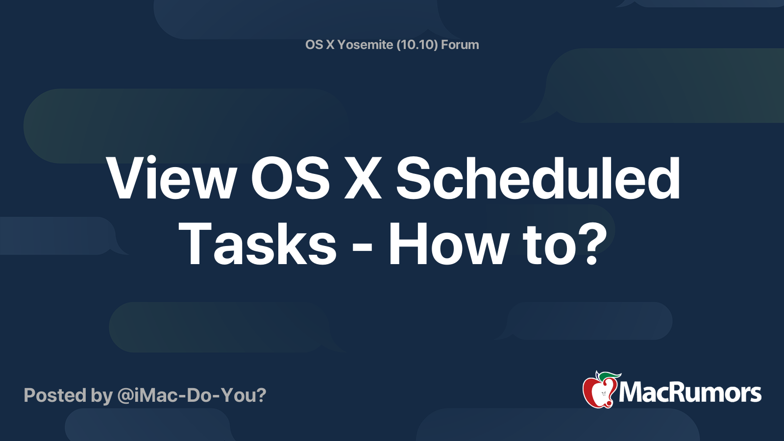 View OS X Scheduled Tasks - How to? | MacRumors Forums