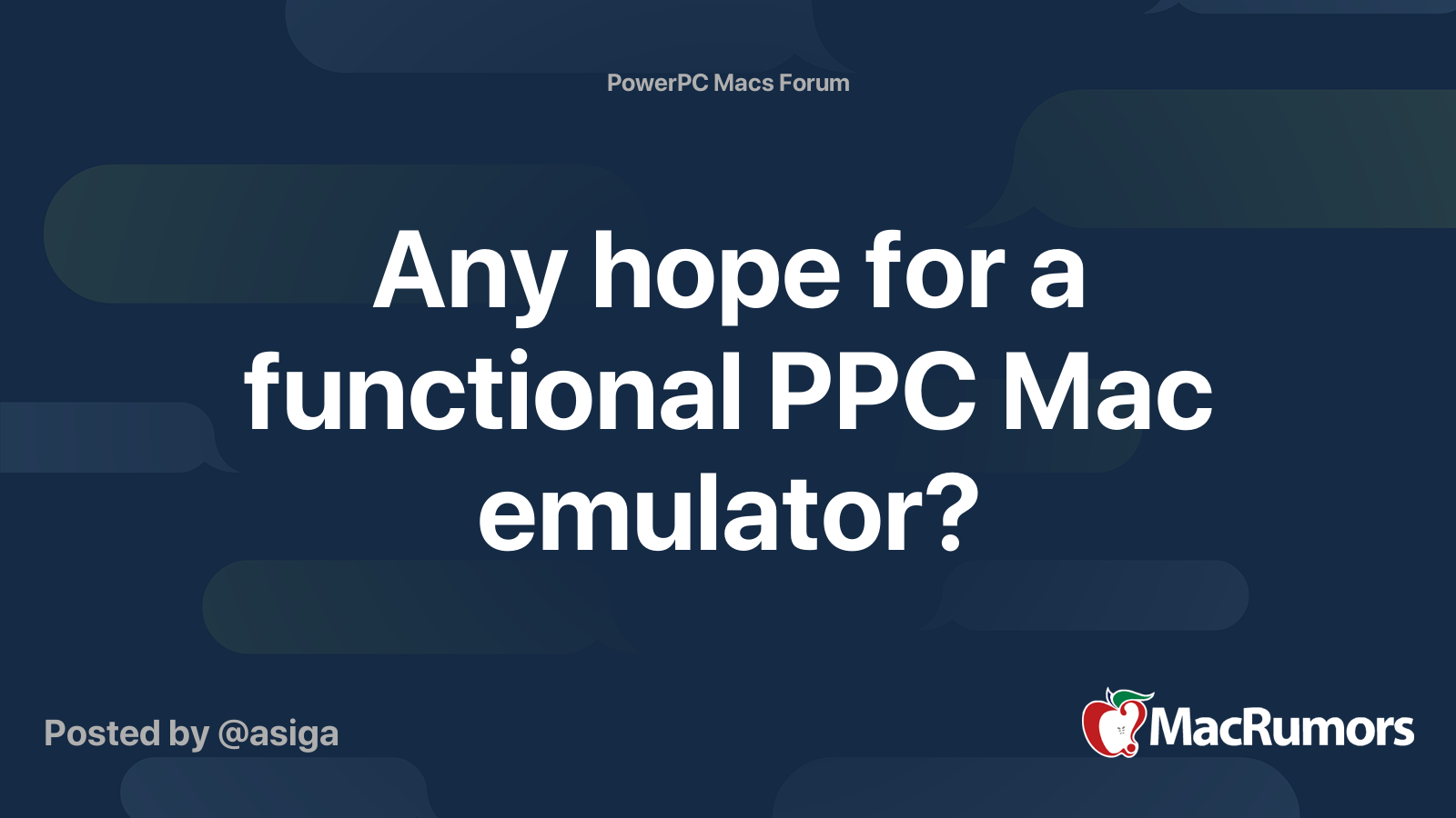 Any hope for a functional PPC Mac emulator? | MacRumors Forums