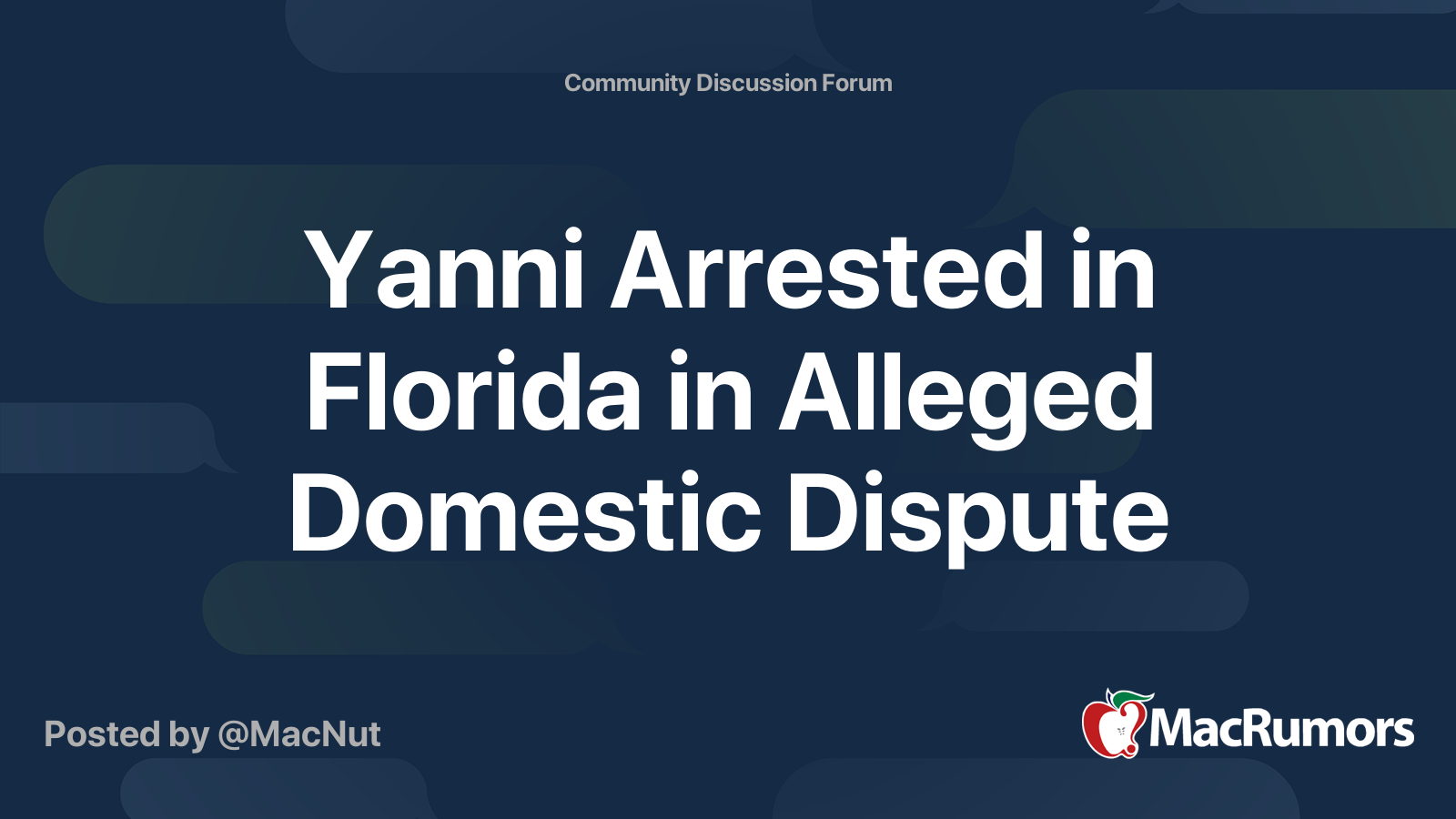 Yanni Arrested in Florida in Alleged Domestic Dispute | MacRumors Forums