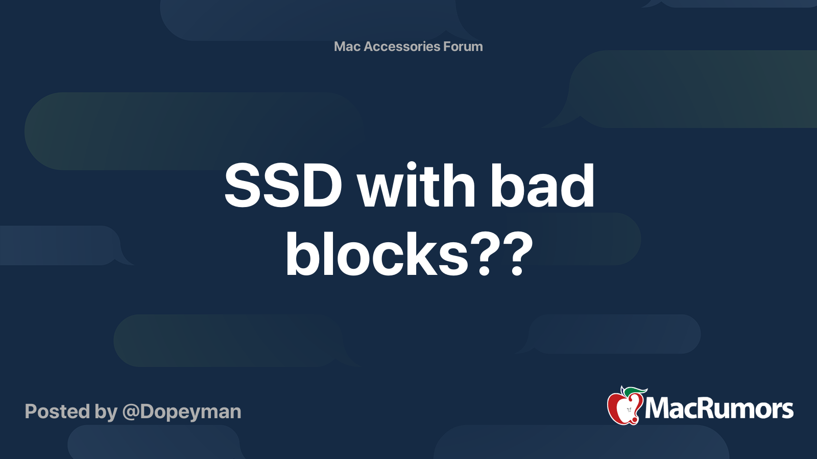 SSD with bad blocks?? | MacRumors Forums