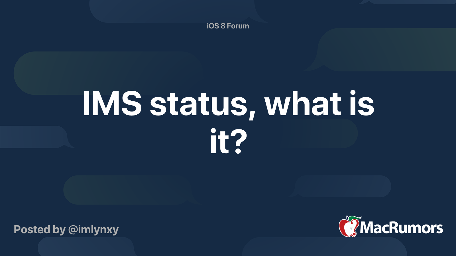 IMS status, what is it? | MacRumors Forums