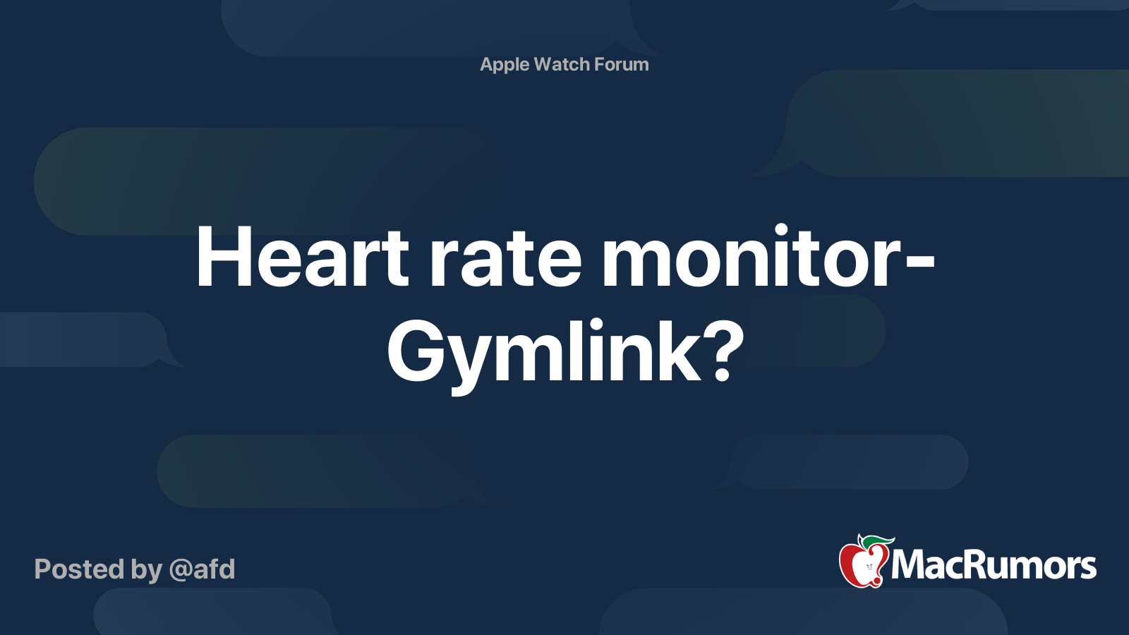 Heart rate monitor- Gymlink? | MacRumors Forums