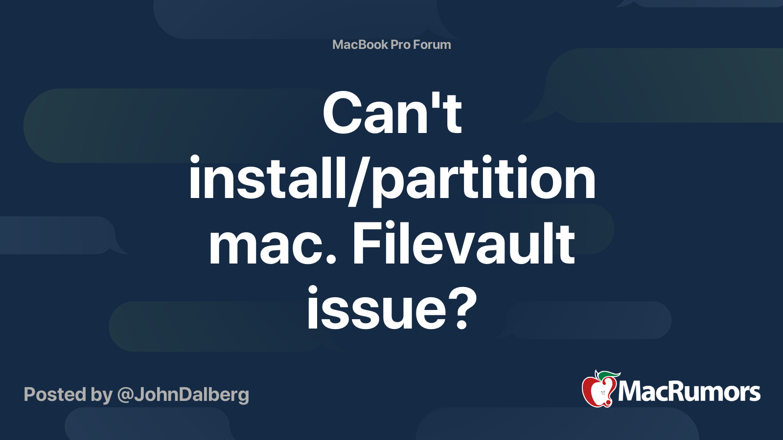 Can't install/partition mac. Filevault issue? | MacRumors Forums