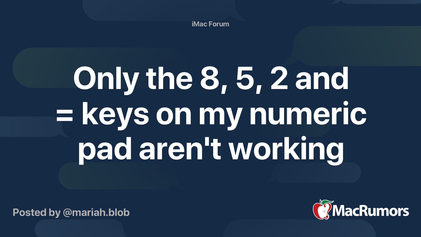 Only the 8, 5, 2 and = keys on my numeric pad aren't working ...