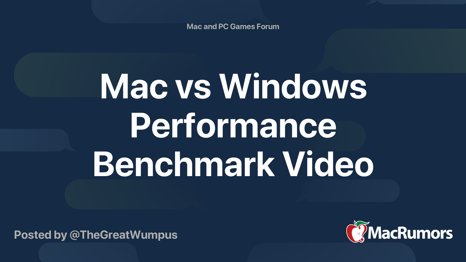 Mac vs Windows Performance Benchmark Video | MacRumors Forums